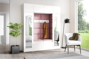 Eka Předsíňová stěna s čalouněnými panely Trinity 32 - Bílá / Světlá růžová 2319