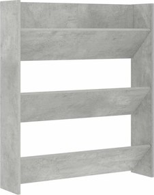 botník, závěsný, 3 patra, kompozitní dřevo, 90x80x18 cm, beton šedá, Dekorino BB20260033