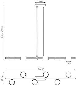 Lustr na lanku SORA 6xGX53/12W/230V černá