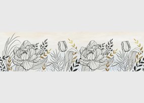 Samolepící bordura na zeď Kaligrafické Květiny | 5 m x 13.8 cm | DWB8419