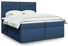 Box spring postel s matrací modrá 200x200 cm textil 3293693
