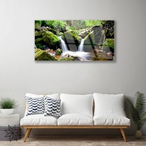 Obraz na skle Vodopád Skály Příroda 100x50 cm