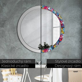 Kulaté dekorativní zrcadlo Barevné čmáraní fi 100 cm