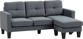 HOMCOM Rohová pohovka s odnímatelným chaise longue, L tvarovaná pohovka se sprężinovým jádrem, vysokohustotní pěnou, vzhled lnu pro obývací pokoj, lož