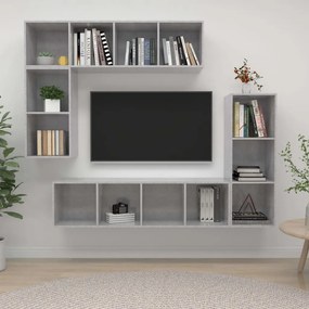 4dílný set TV skříněk betonově šedý kompozitní dřevo 3079821