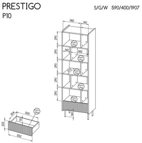 Regál PRESTIGO P10 Dolmar 59/190,7/40