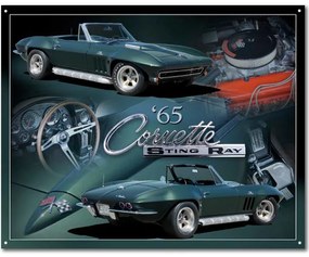 Plechová cedule Chevrolet Corvette 1965 Stingray 30 cm x 38 cm