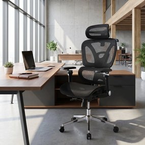 Kancelářská ergonomická židle PORTE — síťovina, černá