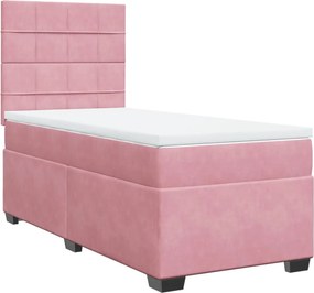 Box spring postel s matrací růžová 90x200 cm samet 3293115