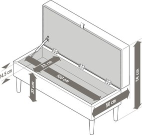 Tchibo - Polstrovaná lavice s úložným prostorem - barva: šedá