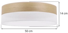 Stropní svítidlo Wood, 1x dýha zlatý dub/bílé plastové stínítko, (bílé plexisklo), (fi 50cm)