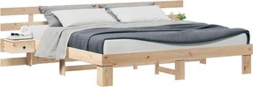 Rám postele s čelo Hnědá 200 x 200 cm Masivní borové dřevo 3385676