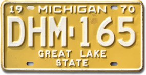Americká SPZ Michigan 1970 Great Lake State DHM-165
