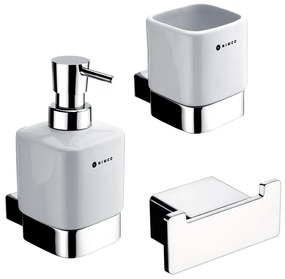 Sada keramických nástěnných koupelnových doplňků - dávkovač mýdla, držák kartáčků, háček na ručník NIMCO KIBO Ki set-31K-26