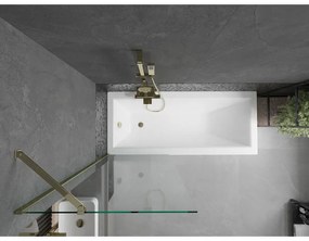 Mexen Next, vanová zástěna 1-křídlová 70 x 150 cm, fixní křídlo, 6 mm čiré sklo, zlatý profil, 895-070-000-00-00-50