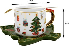 Porcelánový šálek s podšálkem Christmas Tree 250 ml