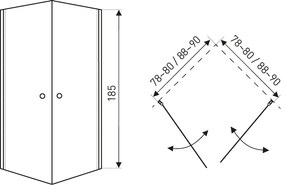 Novoterm Čtvercový sprchový kout NV-Madrid 80x80 chrom/transparent - bez vaničky