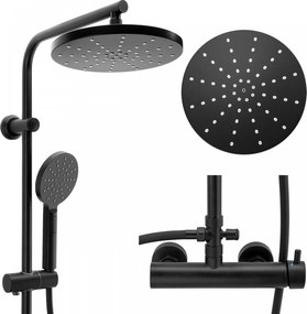 Erga Dubaj, sprchový set s baterií a hlavovou sprchou 23 cm, černá matná, ERG-YKA-BP.DUBAJ23-BLK