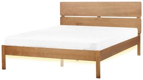 LED postel 160 x 200 cm ze světlho dřeva BOISSET Beliani