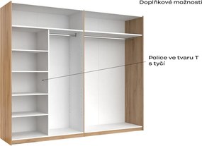 Skříň s posuvnými dveřmi 2,5x2,1m (Dveře Lesklé Bílé) série N Asti