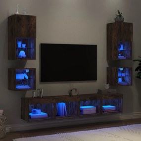 8dílná obývací stěna s LED kouřový dub kompozitní dřevo 3216594