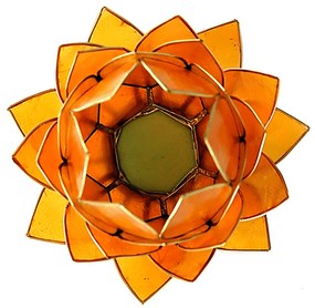 Milujeme Kameny Svícen - lotosový květ - oranžový - velký kulatý