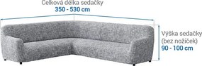 Bielastické potahy GRAFITI NOVÉ antracit rohová sedačka (š. 350 - 530 cm)