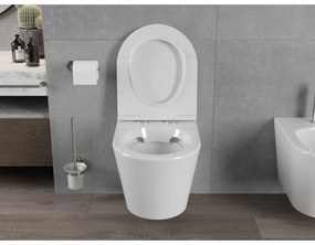 Mexen Rico WC mísa Rimless s pomalu padající deskou slim, duroplast, Bílá - 30720500
