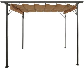 vidaXL Marketos Pergola se zatahovací střechou taupe 3 x 3 m ocel 180 g/m²