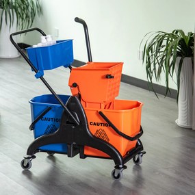 Úklidový vozík HOMCOM 26 litrů s lisem, kbelík na mop s kolečky, oranžový