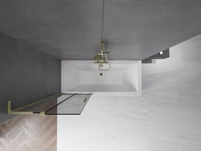 Mexen Velar L, 2-křídlová posuvná vanová zástěna 70 x 150 cm, 8mm šedé sklo, zlatá matná, 896-070-003-41-55