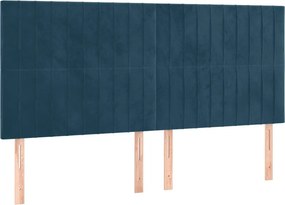 Čelo postele tmavě modré 200x5x118/128 cm sametové 3116640