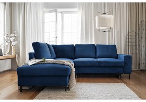 Tmavě modrá manšestrová rozkládací rohová pohovka (levý roh) Lofty Lilly – Miuform