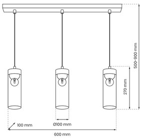 Lustr na lanku ELICA 3xE27/60W/230V