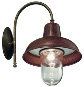 Il Fanale 243.26.ORT Contrada, nástěnné svítidlo z mosazi, mědi a čirého skla, 1xE27 max 15W, výška 37cm