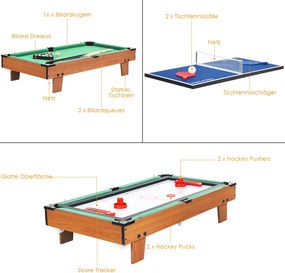 Costway 4 v 1 Hrací stůl a na stolní tenis a na vzdušný hokej a na fotbálek