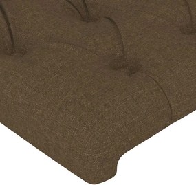 Čelo postele s LED tmavě hnědé 144x7x118/128 cm textil 3122761