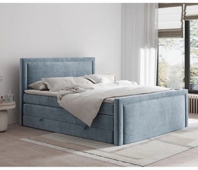 Modrá boxspring postel s úložným prostorem 140x200 cm Lavenda – Maison de Rêve