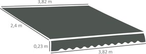 Náhradní plátno Outsunny pro markýzu - Měkký vlnkový lem - Vysoce husté polyesterové 280 g/m² s ochrannou proti UV záření v šedé 3,82D x 2,4Š (projek…