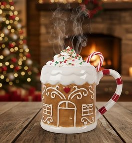 Hnědý hrnek perníková chaloupka Gingerbread - 14*10*10 cm / 350 ml