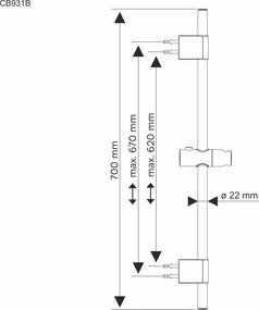 Mereo Mereo, Držák sprchy posuvný 700 mm, CB931B