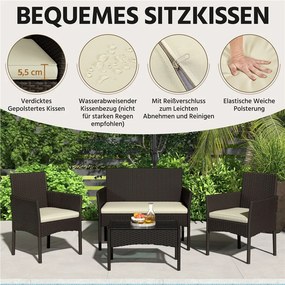 Sada 4 ks – Konferenční stolek Yaheetech – hnědá/béžová (257353475063)