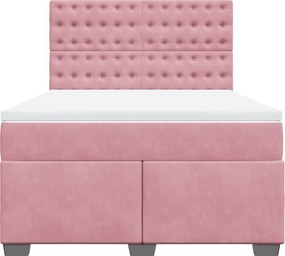 Box spring postel s matrací růžová 140x200 cm samet 3293247