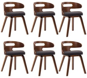 Petromila Jídelní židle 6 ks tmavě šedé ohýbané dřevo a textil