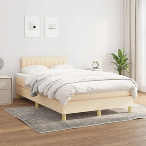 Box spring postel s matrací krémová 120x190 cm textil 3269791