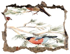Wallmuralia Díra 3D fototapeta Lesní ptáci rostliny 95x64 cm