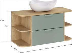 Comad Koupelnová skříňka s deskovými umyvadly set Aster Green 100 bílá/dub cremona