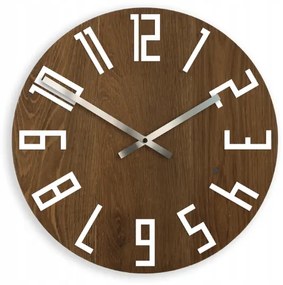 M.Clock Nástěnné dřevěné dubové hodiny 40x40cm tmavě hnědé