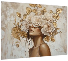 Obraz - Dívka s růžemi (70x50 cm)