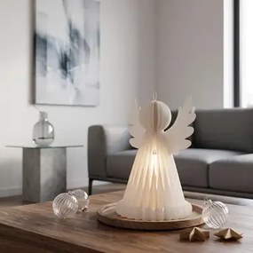 Solight LED anděl bílá / Papírová dekorace / 2x LED / Časovač / 37 cm
